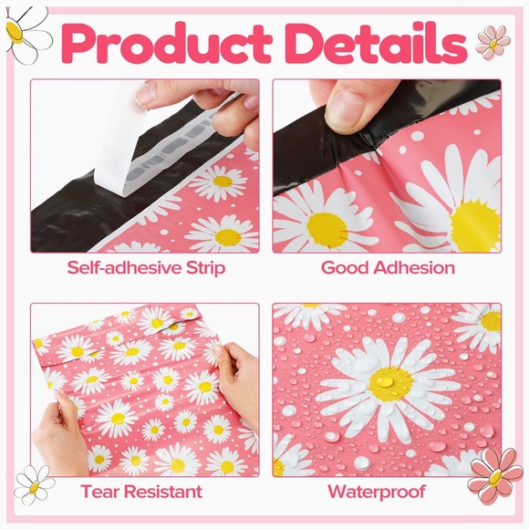 Office | 1ct Pink Daisy Print Waterproof Polly Mailer 8x 10 | Poshmark